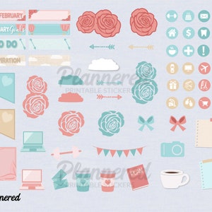 February Digital Stickers, 500+ Digital February Sticker Set ...