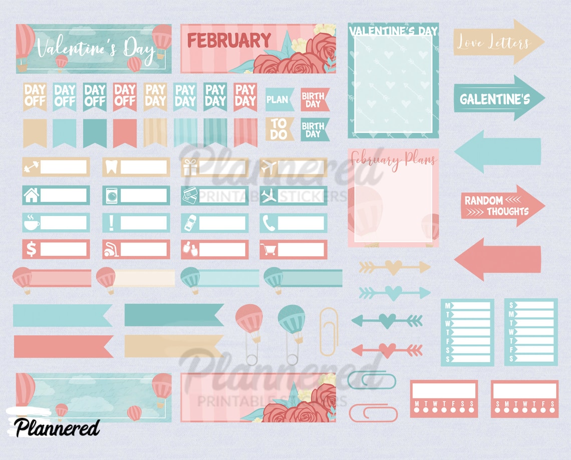 February Digital Stickers 500 digital February sticker set | Etsy