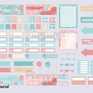 February Digital Stickers, 500+ Digital February Sticker Set ...