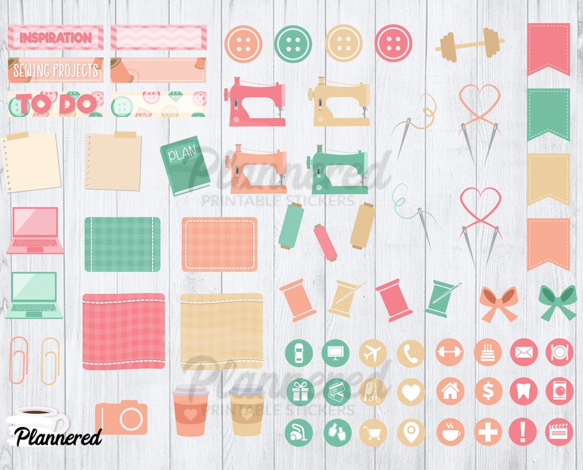 Sewing Digital Stickers 500 Digital Sewing Sticker Set - Etsy UK
