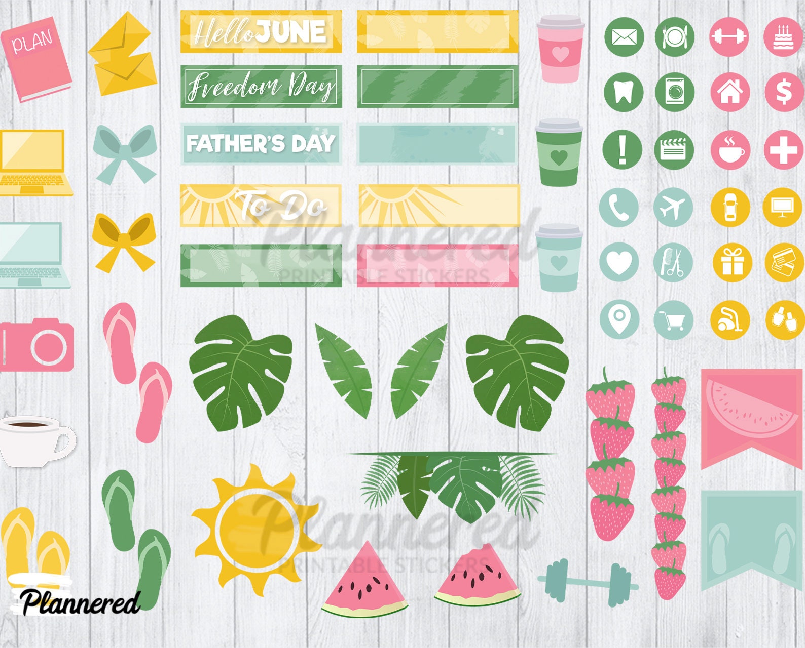 June Digital Stickers 500 Digital June Summer Sticker Set - Etsy