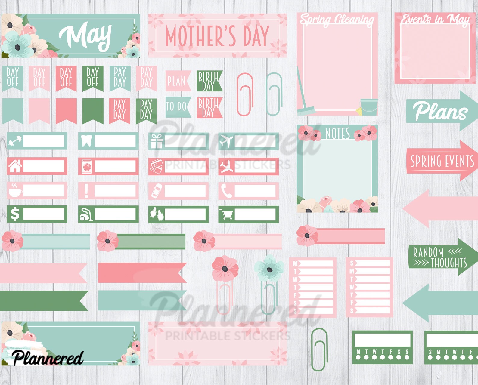 May Digital Stickers, 500 May Monthly Digital Stickers, Precropped ...