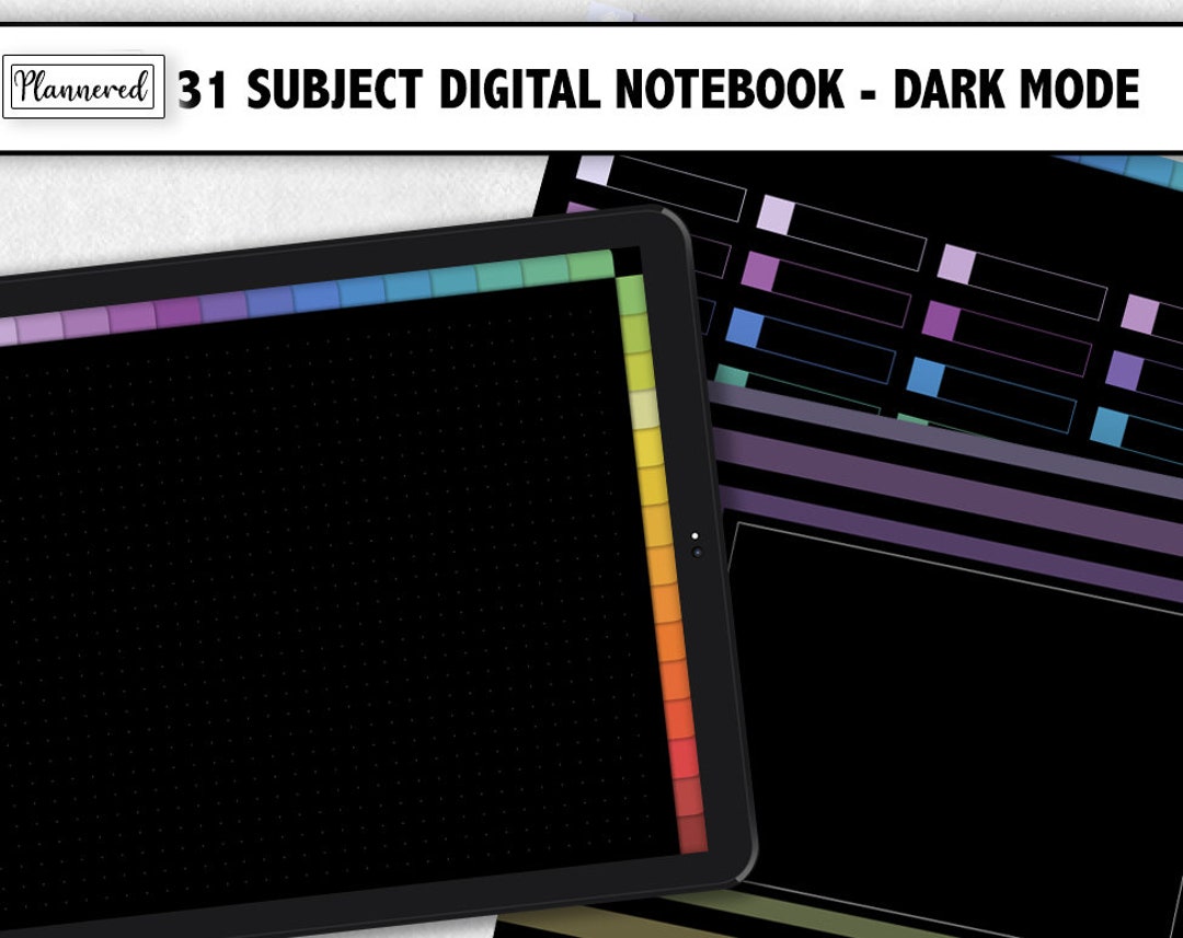 Dark Mode 31 Subject Digital Notebook, Dark Mode Landscape Digital ...