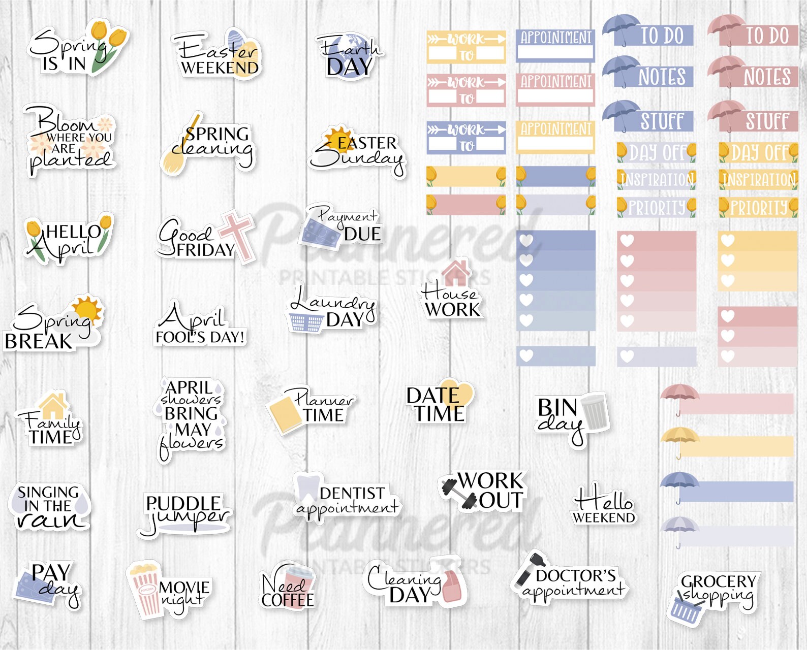 April Digital Stickers 500 April Digital Sticker Set | Etsy