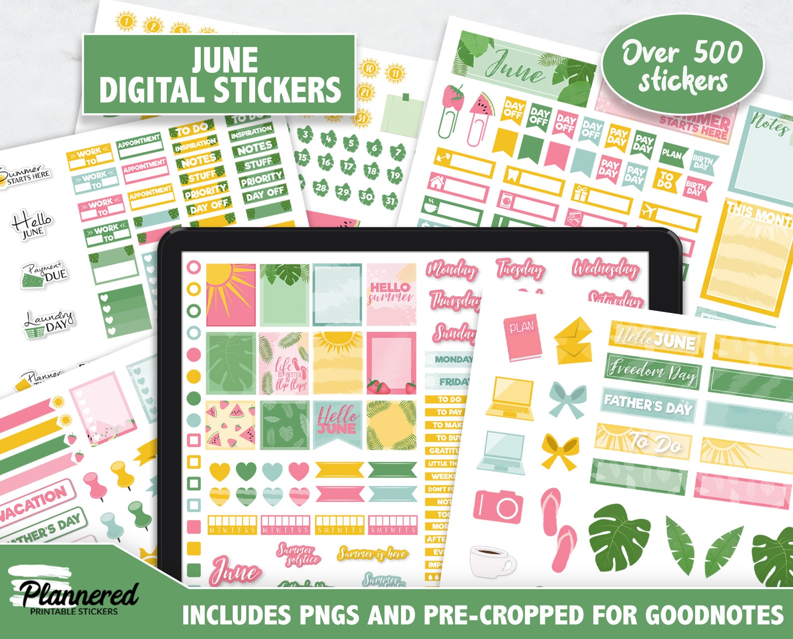 June Digital Stickers 500 Digital June Summer Sticker Set - Etsy