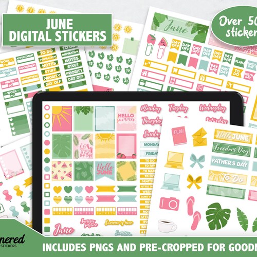 July Digital Stickers 500 Digital July Summer Sticker Set - Etsy