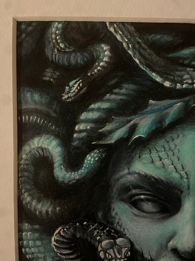 Medusa Greek Godess Original Handmade Unique Coloredpencil Artwork ...