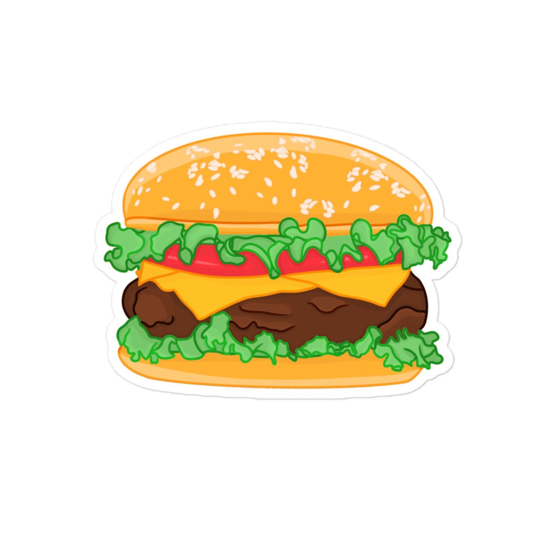 Hamburger Sticker, Burger Sticker, Foodie Sticker, Fun Sticker, Random ...