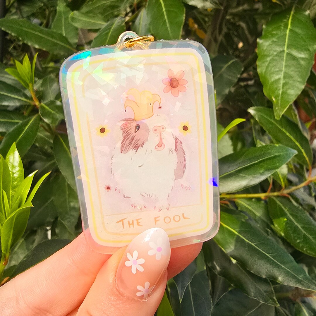 Holo Guinea Pig the Fool Tarot Card Keyring, Mystical Tarot Charm ...