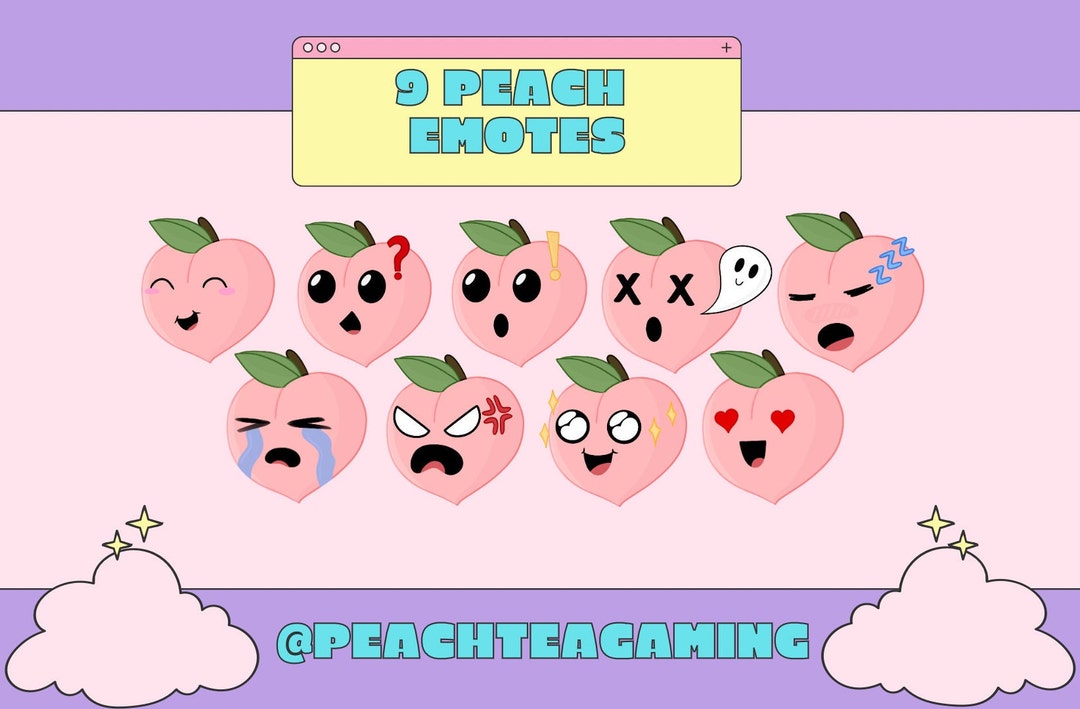 9 Peach Twitch Emotes, Hand Drawn Twitch Emotes, Discord Youtube Stream ...