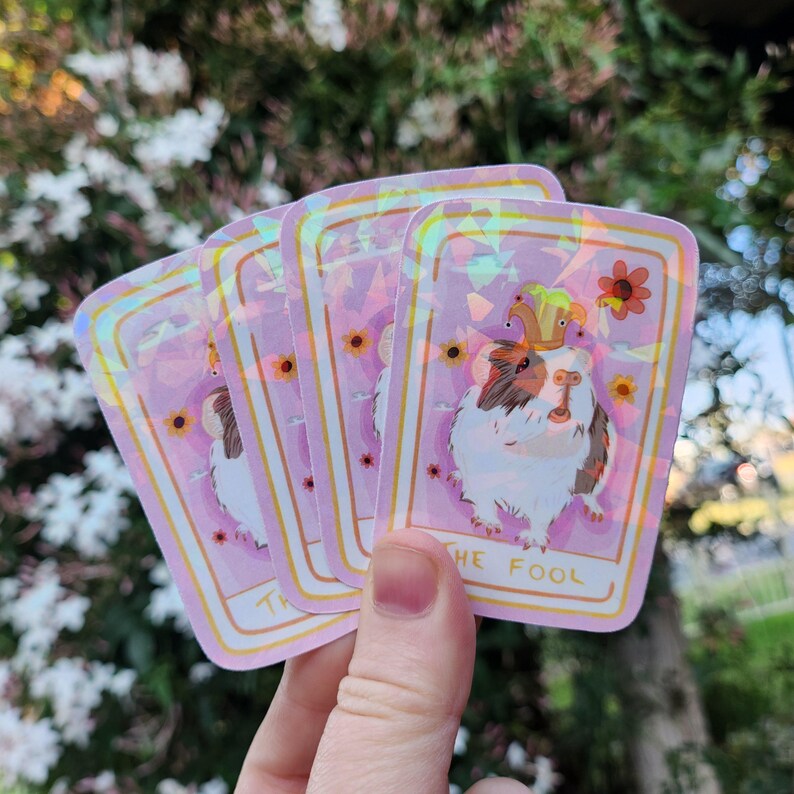 Glitter the Fool Guinea Pig Tarot Sticker, Mystical Tarot Card - Etsy