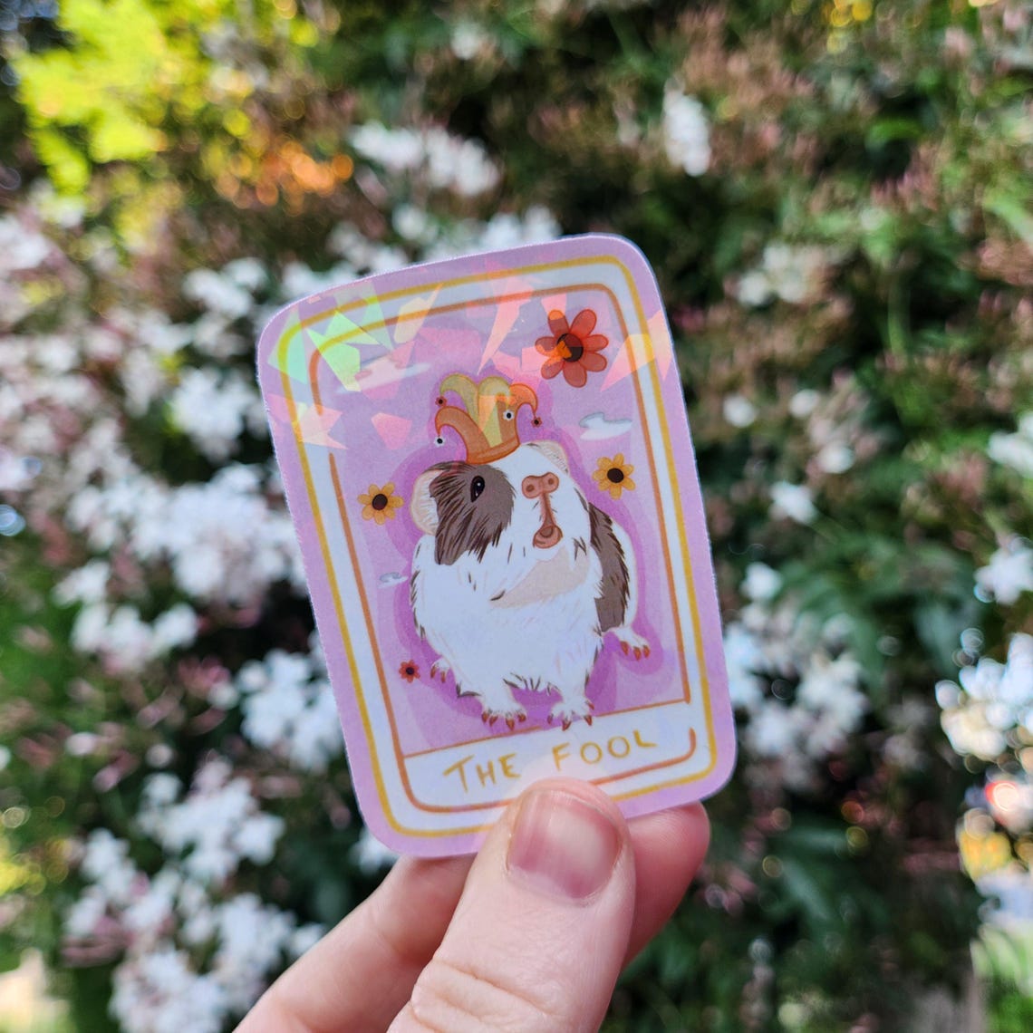 Glitter the Fool Guinea Pig Tarot Sticker, Mystical Tarot Card - Etsy