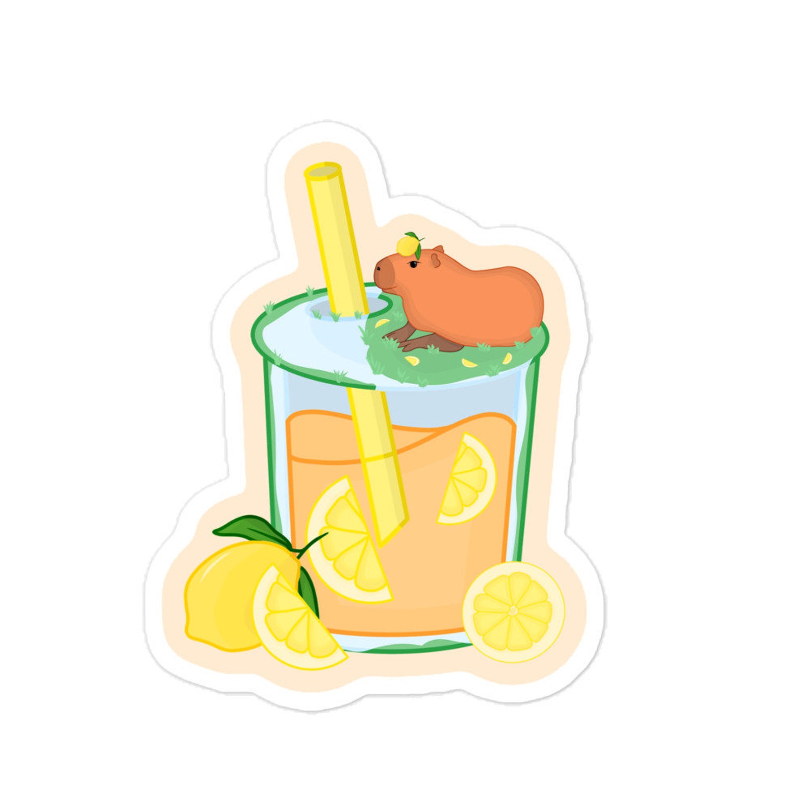 Capybara Boba Tea Bubble-free Stickers, Capybara Sticker, Cute Capybara ...