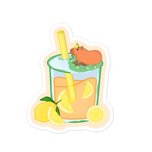 Capybara Boba Tea Bubble-free Stickers, Capybara Sticker, Cute Capybara ...