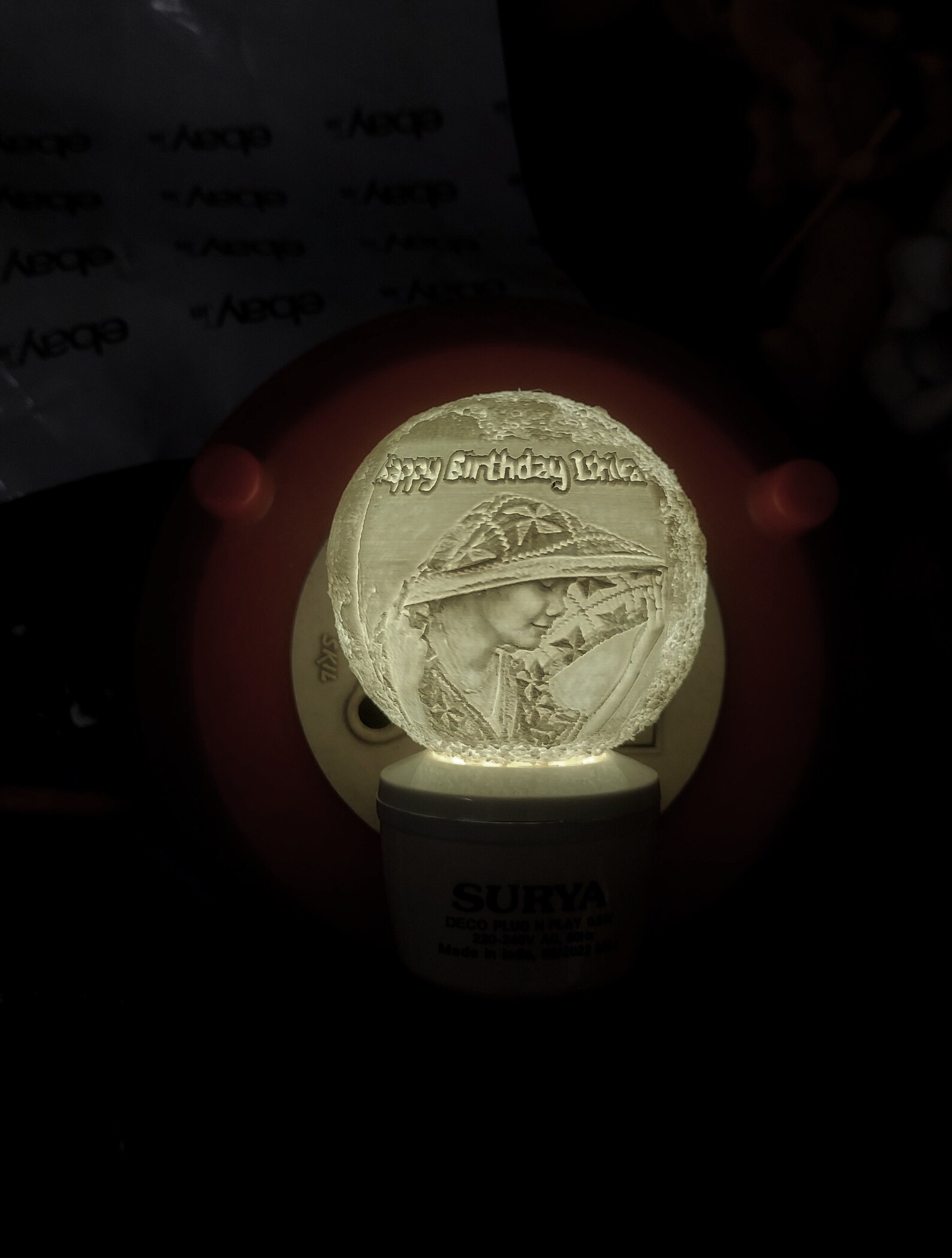 Custom 3D Printed 6cm Lithophane Mini Moon Shape Photo Night Lamp 220v ...