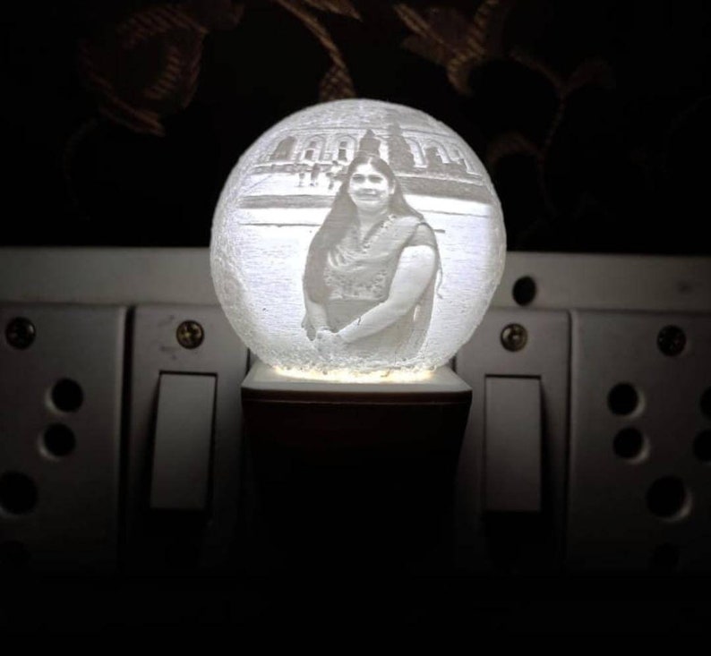Custom 3D Printed 6cm Lithophane Mini Moon Shape Photo Night Lamp 220v ...