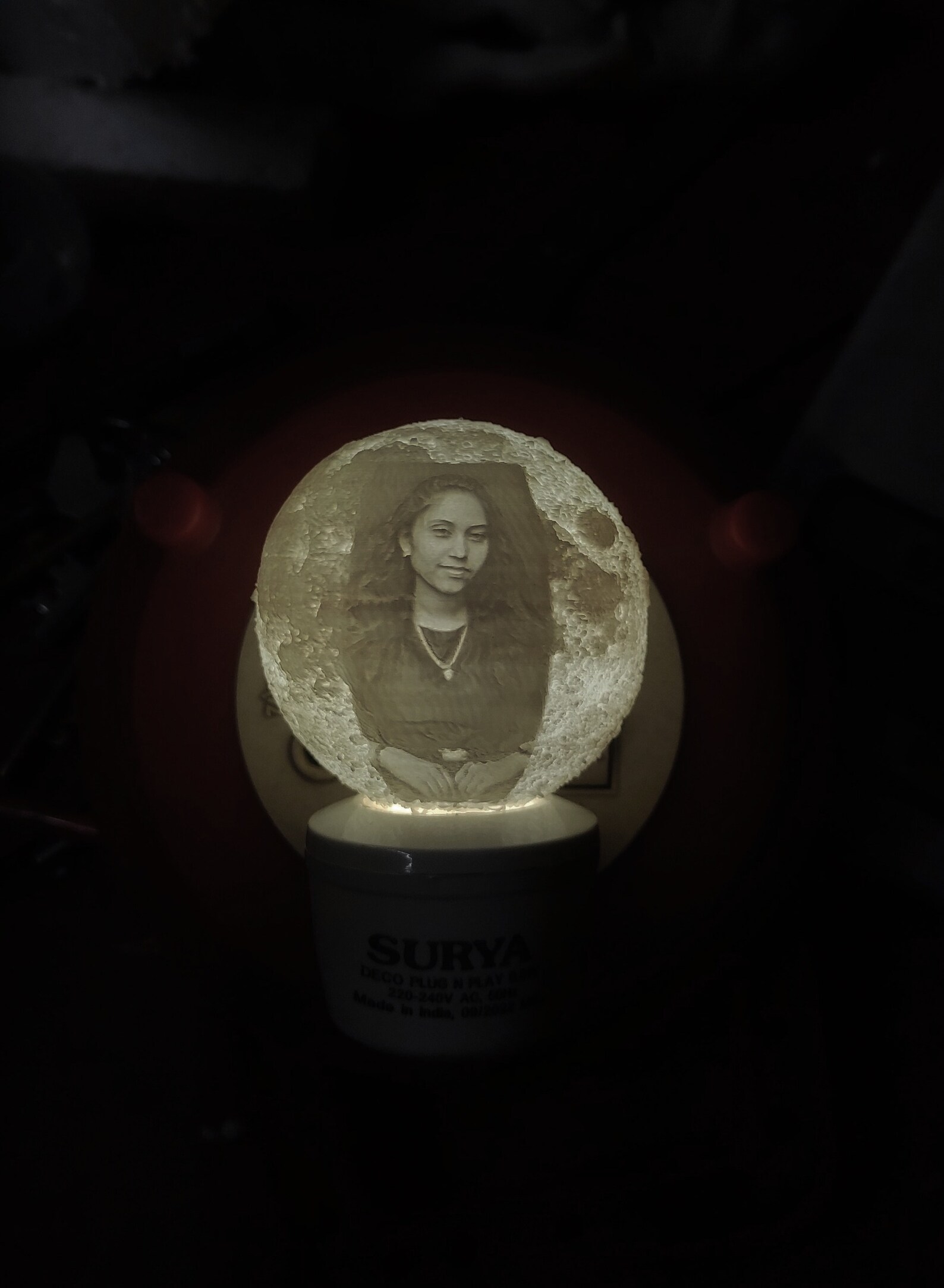 Custom 3D Printed 6cm Lithophane Mini Moon Shape Photo Night Lamp 220v ...