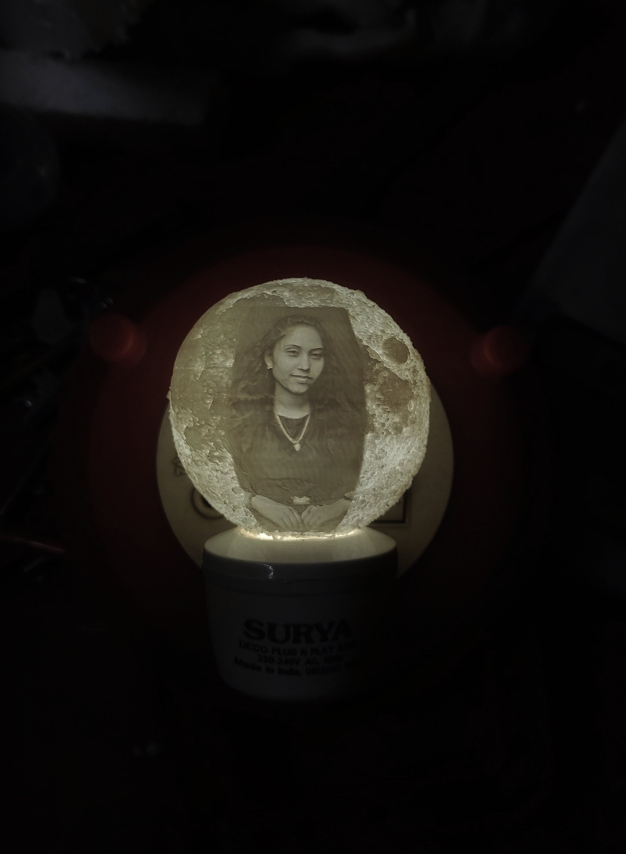 Custom 3D Printed 6cm Lithophane Mini Moon Shape Photo Night Lamp 220v ...