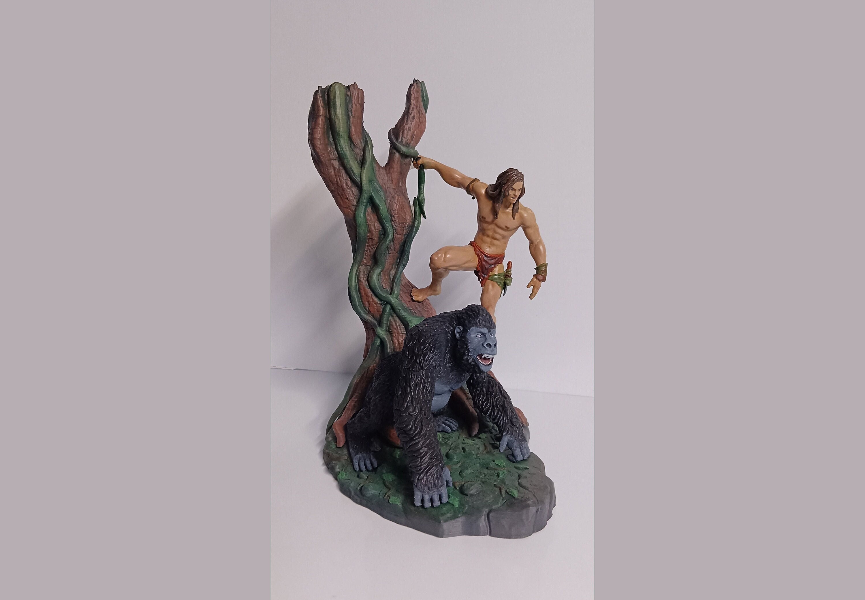 Painted 21cm Tarzan With Gorilla Ape Hand 3D Printed Model Statue ...
