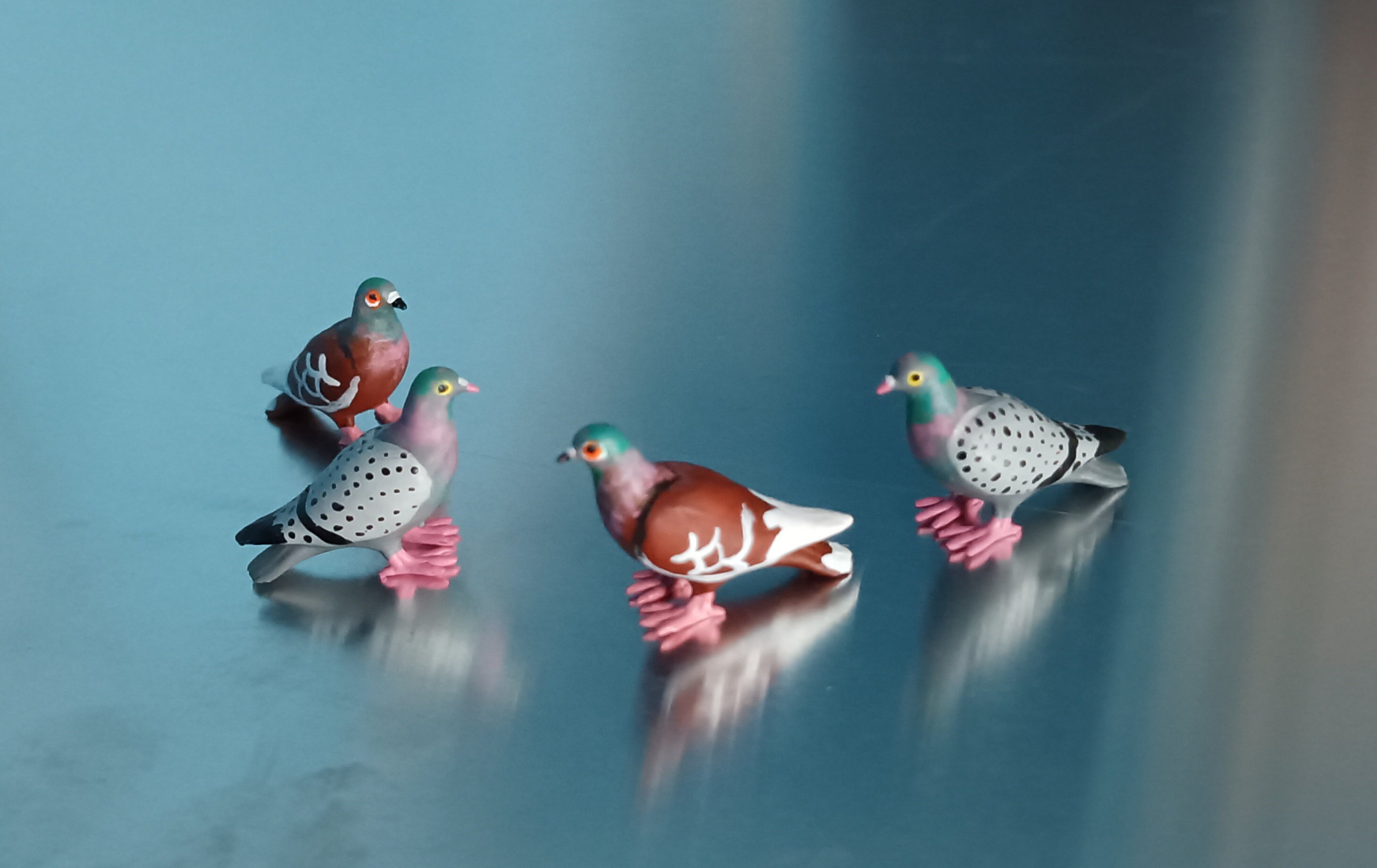 Lot4 Miniature Pigeons 1:12 Scale Bird Mini for Horror Dollhouse Animal ...