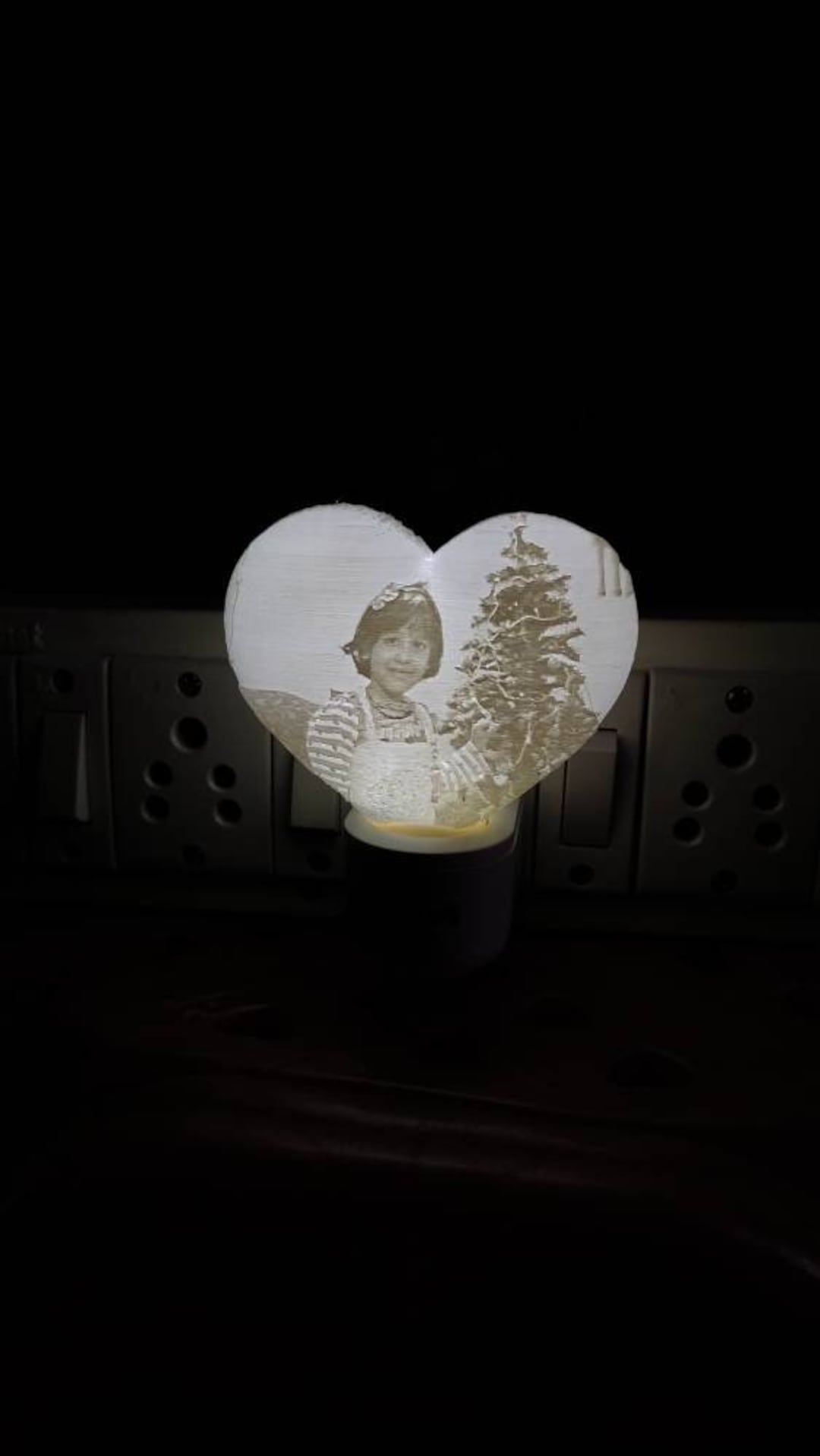 Custom 3D Printed Valentine Lithophane Mini Heart Moon Shape Photo ...