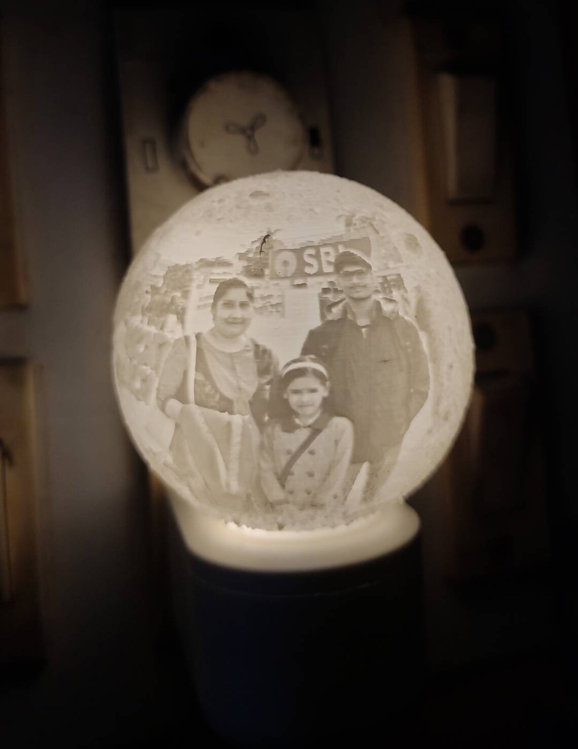 Custom 3D Printed 6cm Lithophane Mini Moon Shape Photo Night Lamp 220v ...
