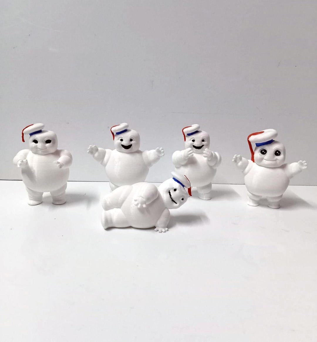 5 Cute Baby Puft Marshmallow 3D Figure Miniature Tabletop Statue Model ...