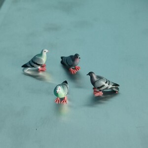 Lot4 Miniature Pigeons 1:12 Scale Bird Mini for Horror Dollhouse Animal ...