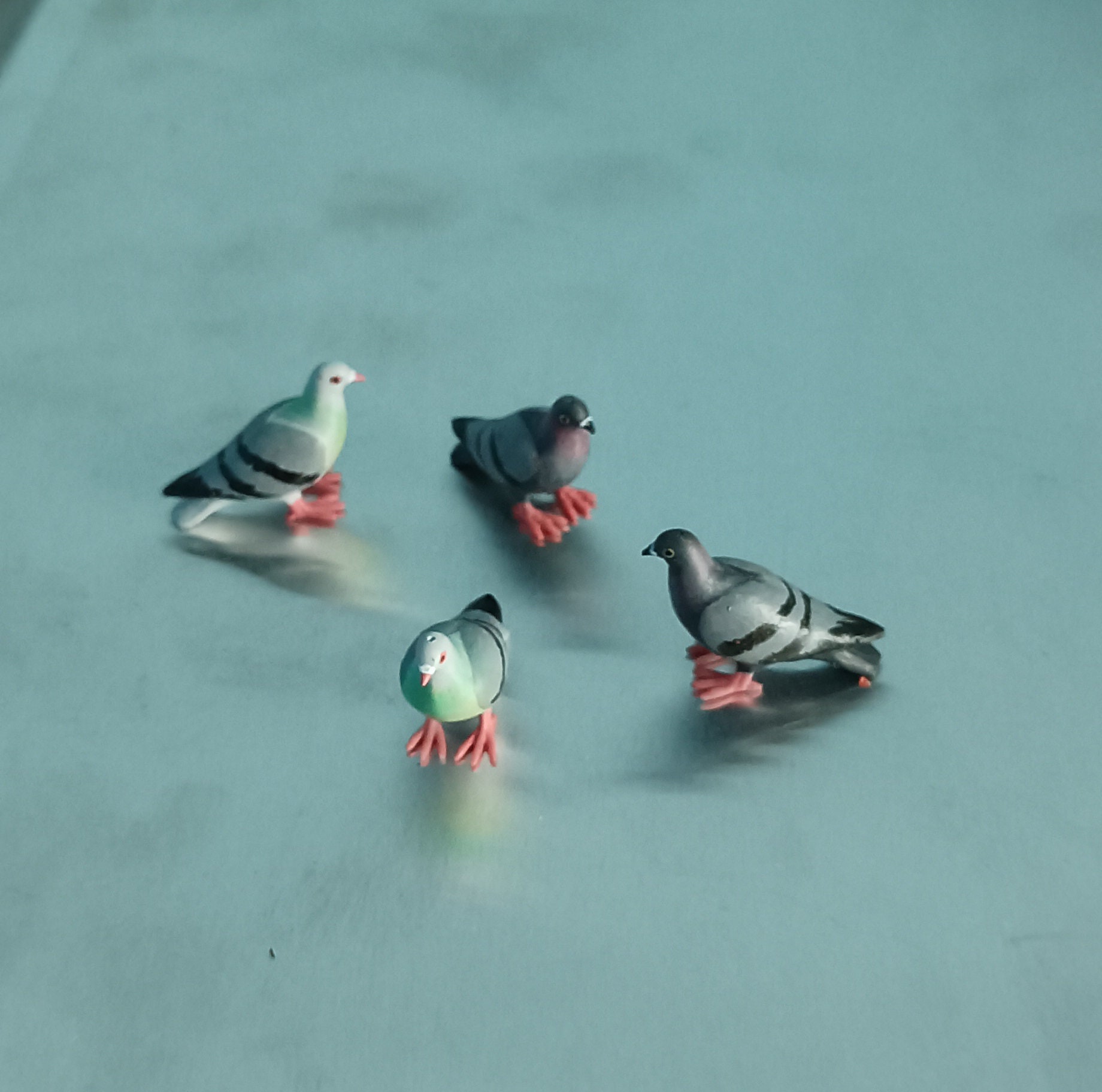 Lot4 Miniature Pigeons 1:12 Scale Bird Mini for Horror Dollhouse Animal ...