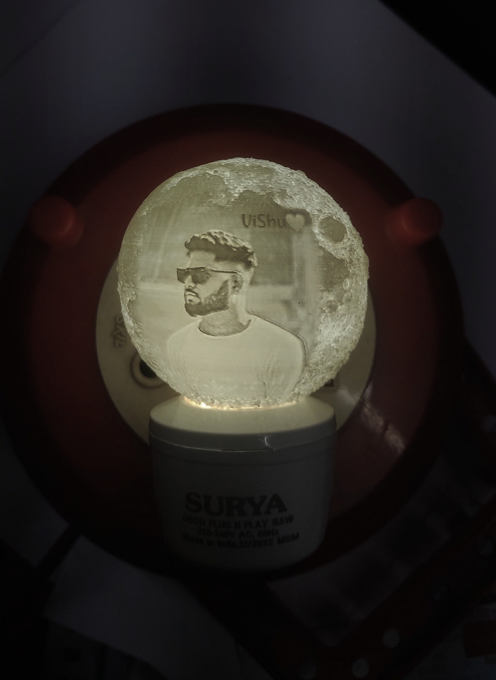 Custom 3D Printed 6cm Lithophane Mini Moon Shape Photo Night Lamp 220v ...