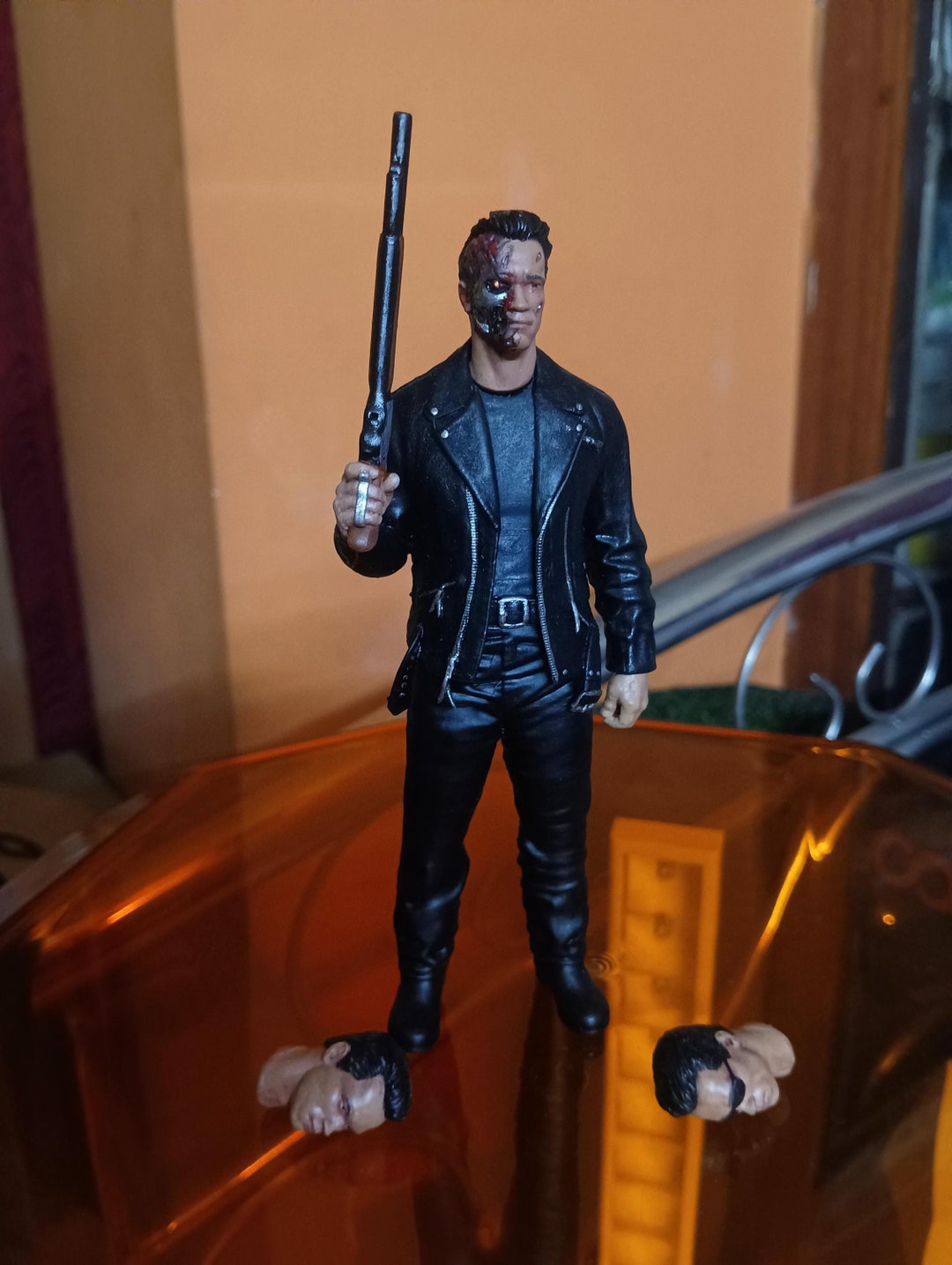 Scale 1/12 6inch Arnold Terminator With 3 Head Actor Replica 3D Printed ...