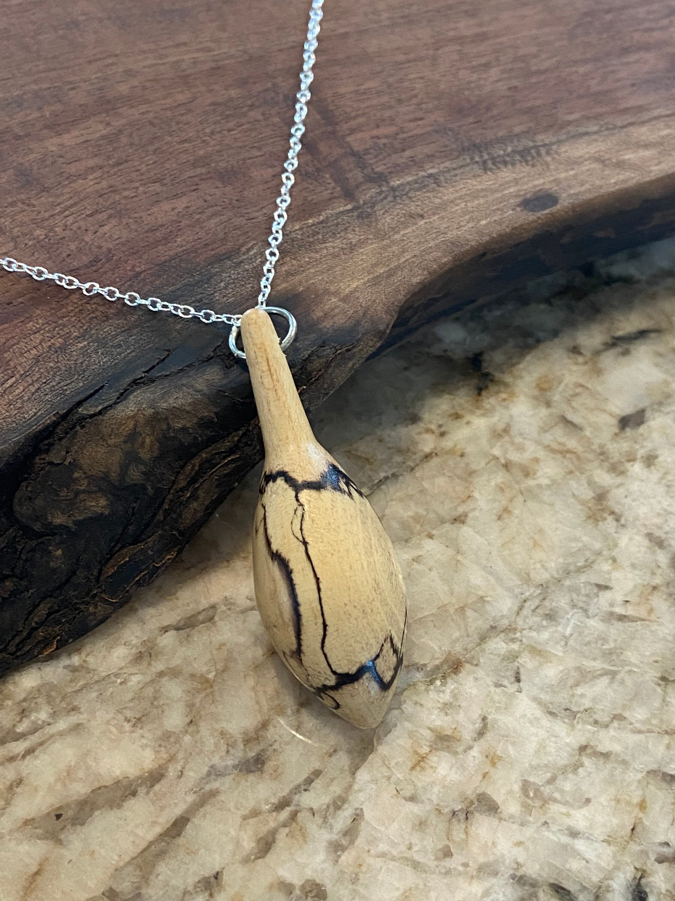 Spalted Maple Wood-turned Pendant - Etsy