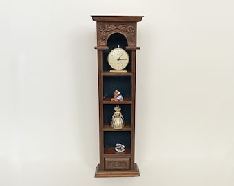 Vtg Wood Curio Cabinet W/ Glass Door Solid Wood Compartmentalized ...