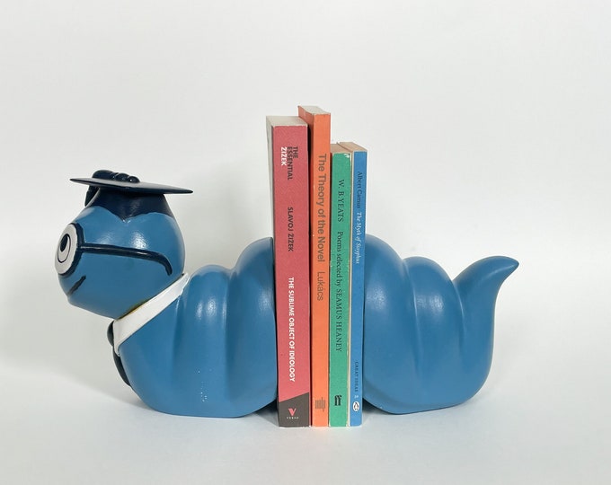 1970s Bookworm Bookends Cute Blue Ceramic Kids Bookends 2pc Set - Etsy