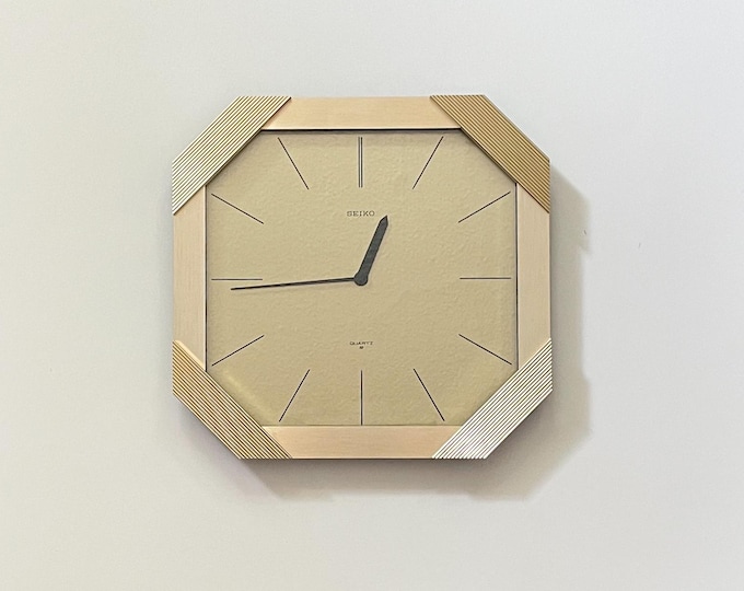 Vtg Brass Seiko Clock Octagonal Square Gold Wall Clock - Etsy