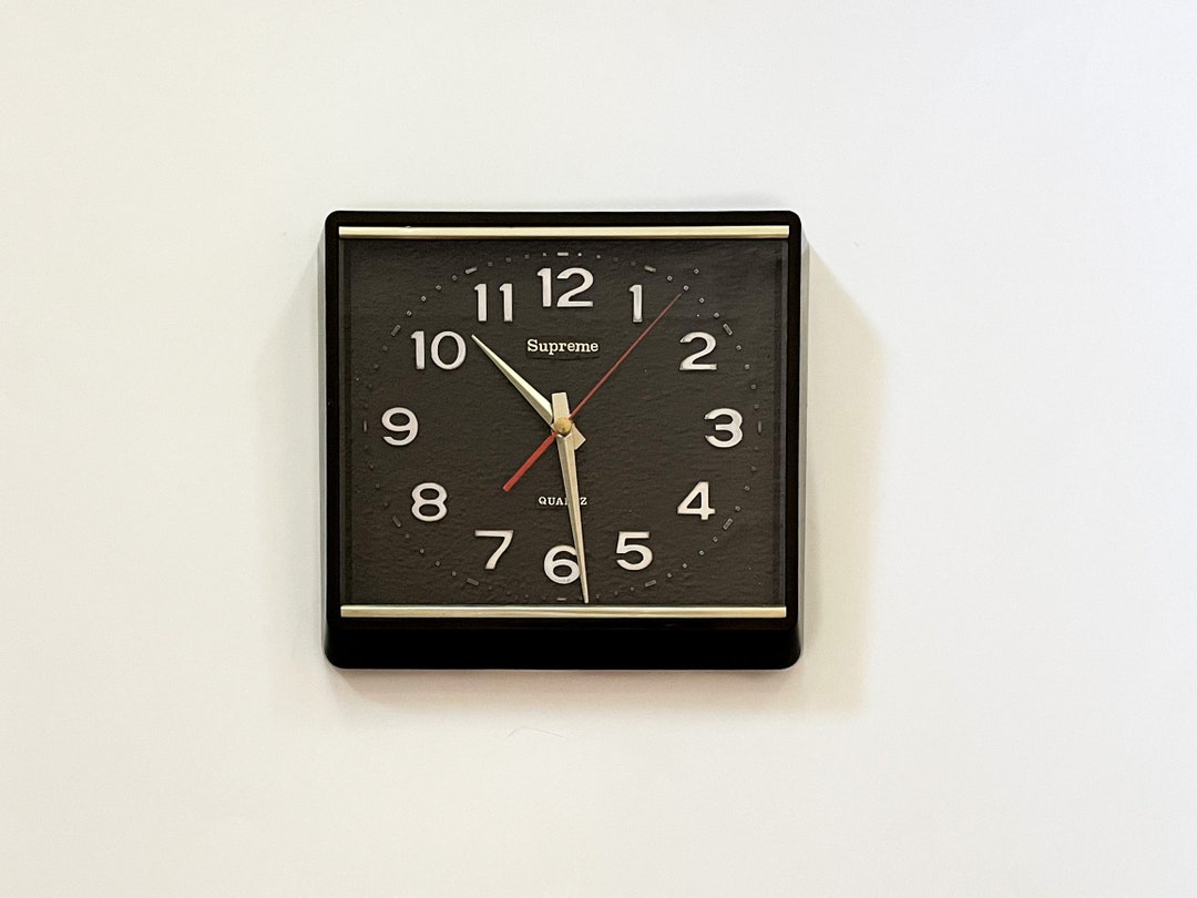MCM Wall Clock Square Wedge Brown Plastic Frame & Face W/ Silver Dial ...