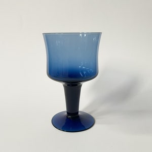 Vtg Navy Blue Wine Glasses Chunky W/ Fluted Rims & Thick Tapered Stems ...