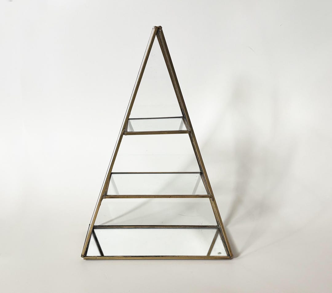 Vtg Glass Curio Cabinet A-frame Triangular Shape W/ 3 Tier Open Shelves ...