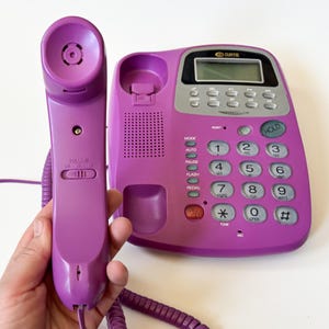 1990s Purple Landline Phone Telephone W/ Digital Display & Grey Dial ...
