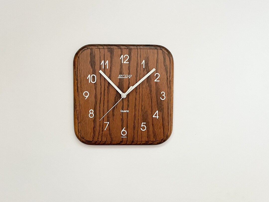 Retro Wood Wall Clock by ERGO W/ White Dial & Hands Solid Wood - Etsy
