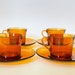 MCM Amber Glass Teacup & Saucer Set by Duralex France, Orange Glass ...