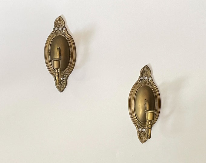 Vtg Brass Candle Sconces, Gold Traditional Victoria Style Sconces, 2pc ...