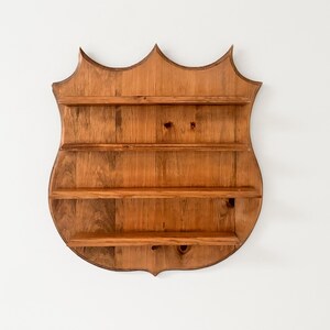 Vtg Wood Trinket Shelf W/ Shield Shaped Mount & 4 Narrow Shelves for ...