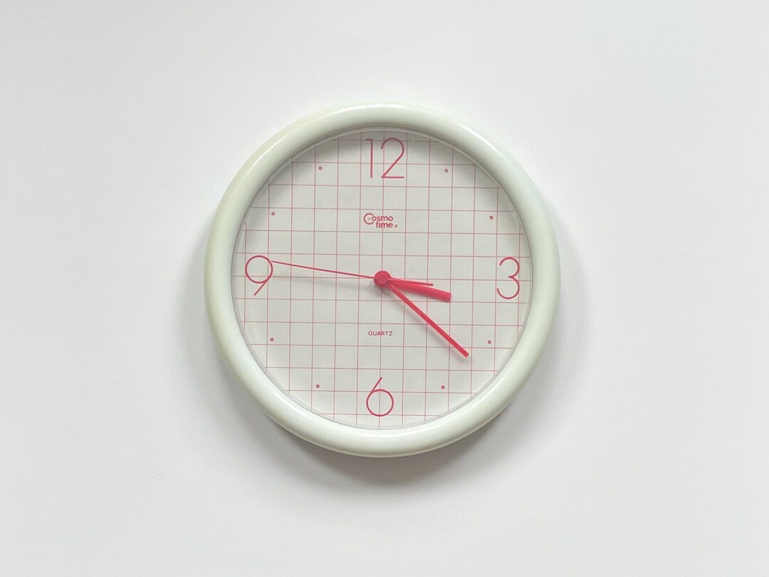 Retro Cosmo Time Wall Clock W/ Red Graph Paper Face W/ Matching Dial ...