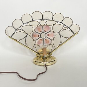 1980s Fan Seashell Lamp Made With Real Capiz Shell & Brass Base Accent ...