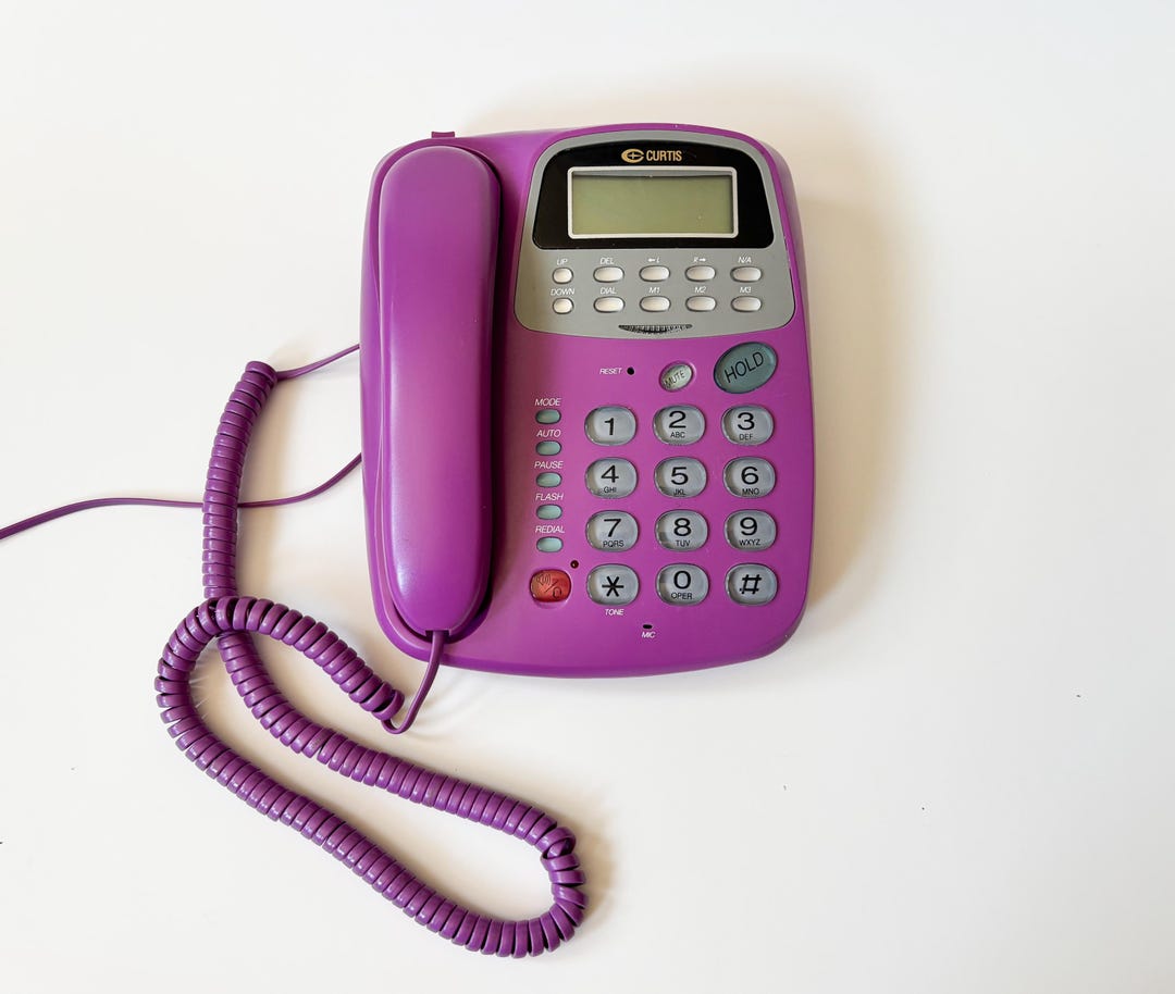 1990s Purple Landline Phone Telephone W/ Digital Display & Grey Dial ...
