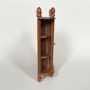 Vtg Wood Curio Cabinet W/ Glass Door & Open Side Shelves 3-tier Trinket ...