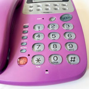 1990s Purple Landline Phone Telephone W/ Digital Display & Grey Dial ...