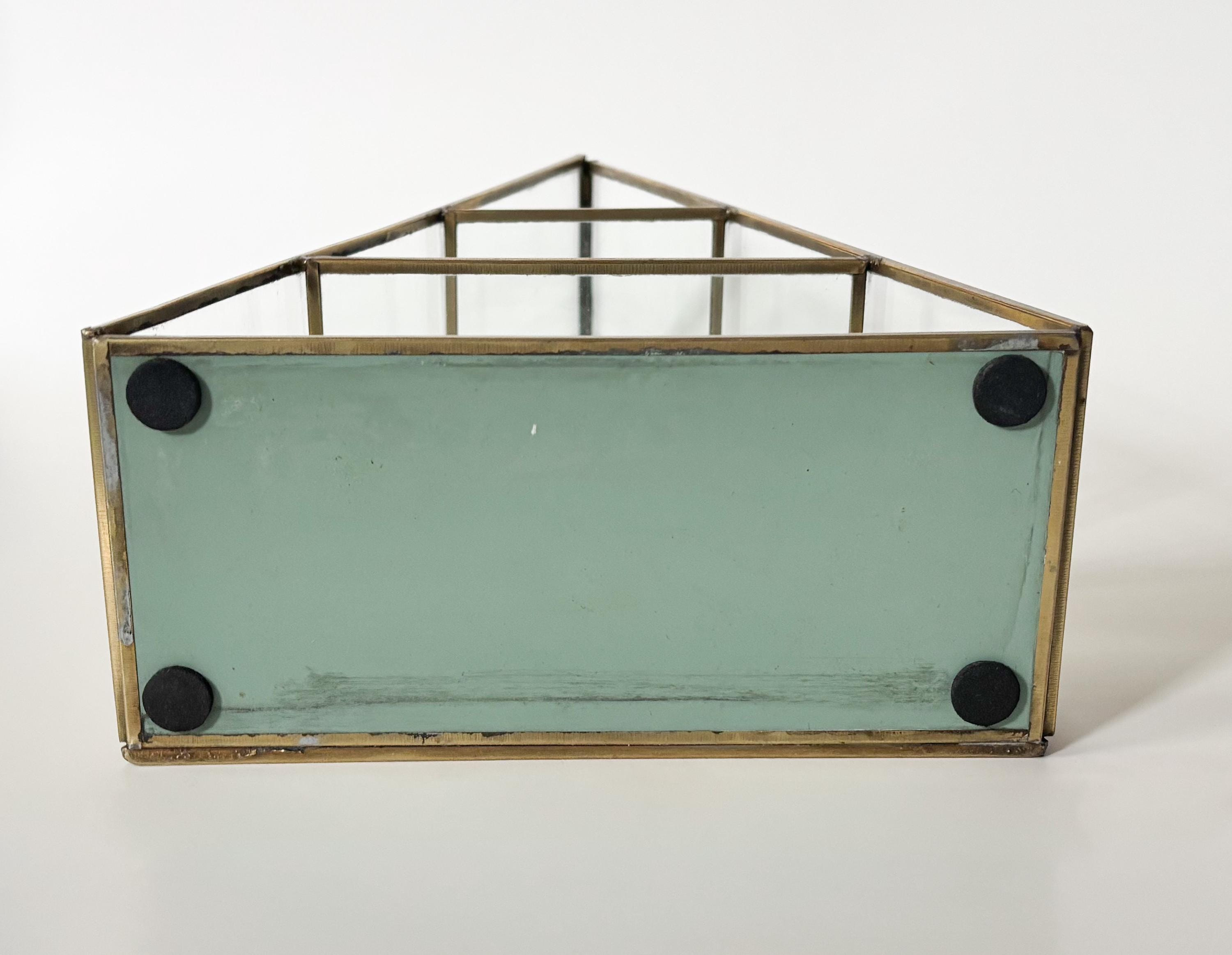 Vtg Glass Curio Cabinet A-frame Triangular Shape W/ 3 Tier Open Shelves ...