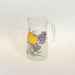 Vtg Fruit Themed Glass Pitcher Set by Dartington, France Clear W ...